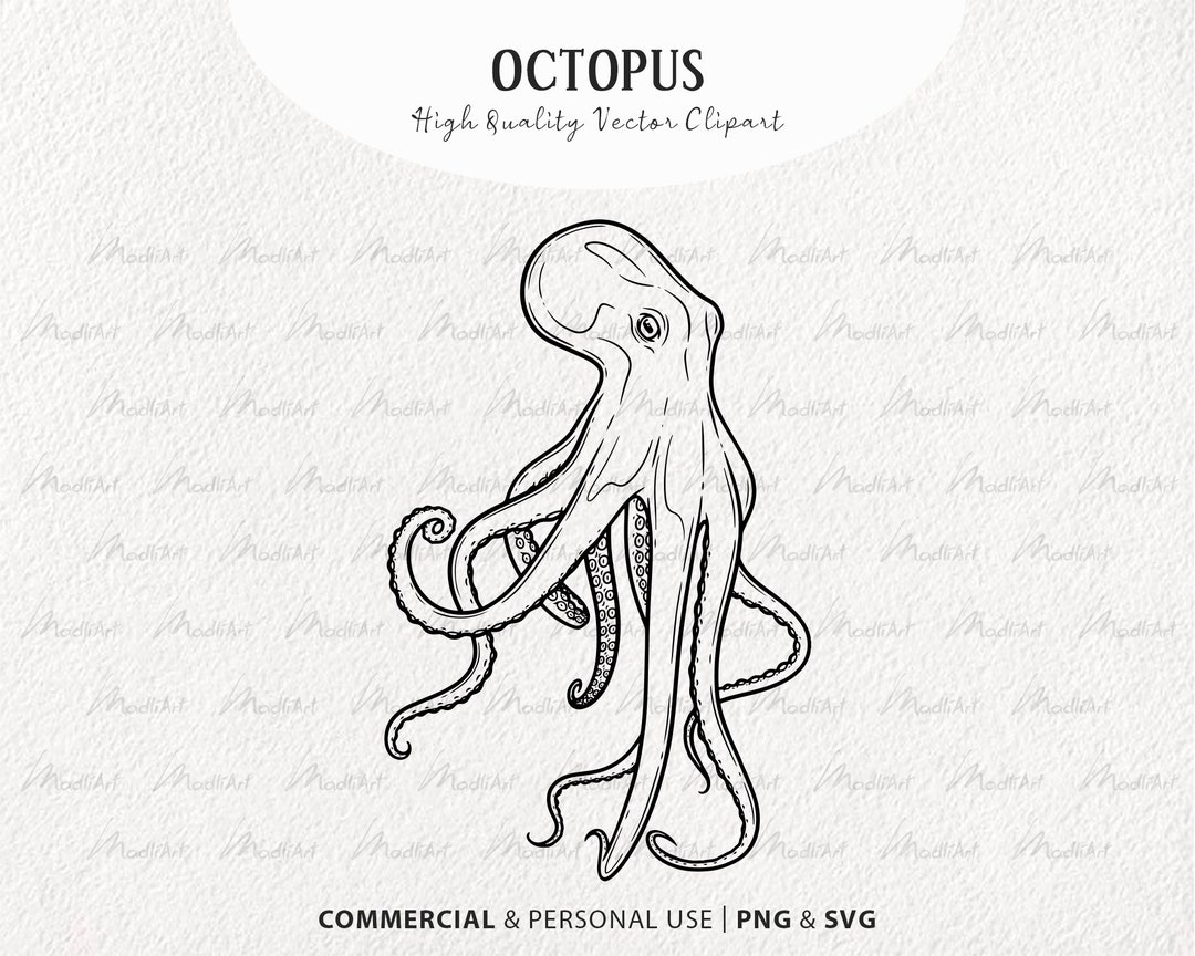 Octopus SVG Clipart. Kraken Vector Line Art. Octopus Vector Tentacles ...