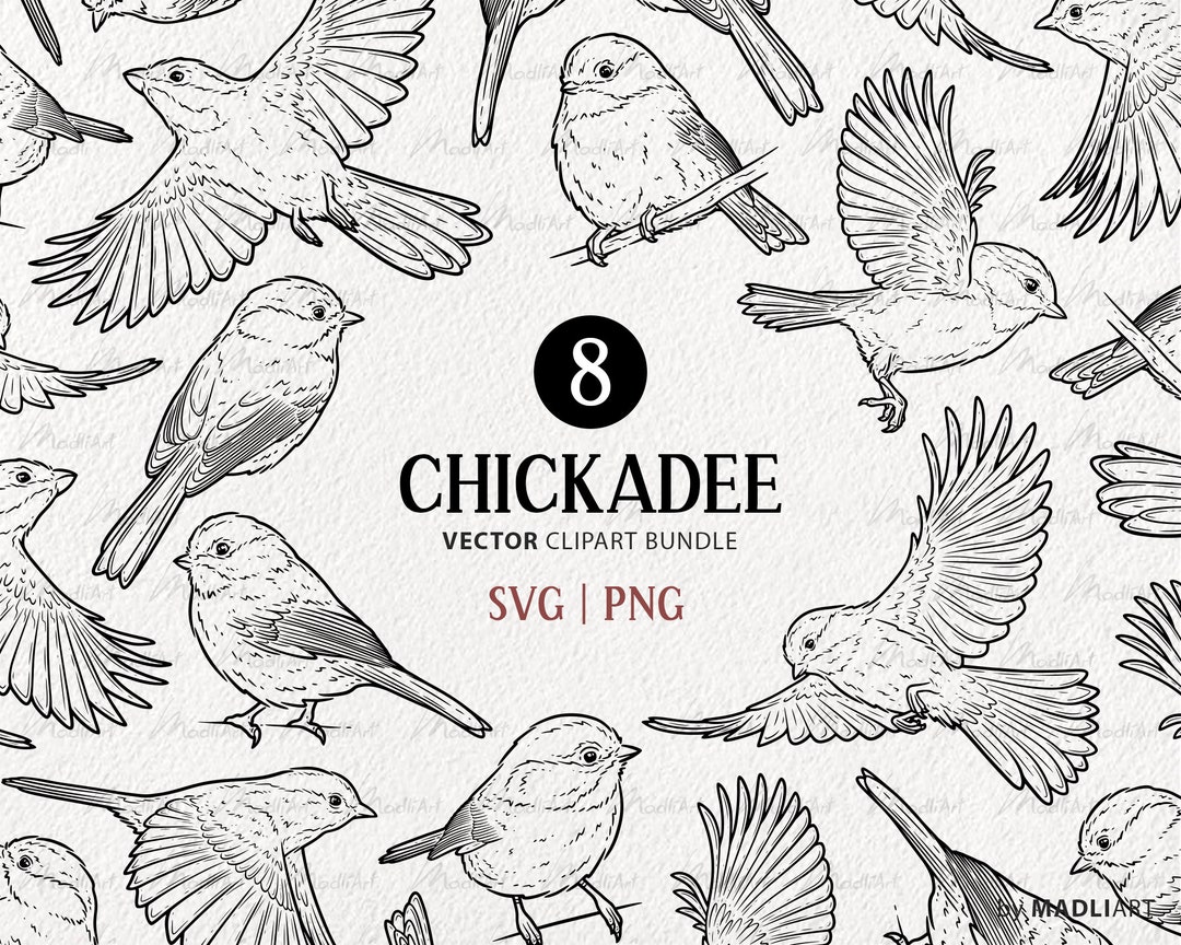 Chickadee SVG Clipart Bundle. Little Sparrow Vector Art. Winter Bird ...
