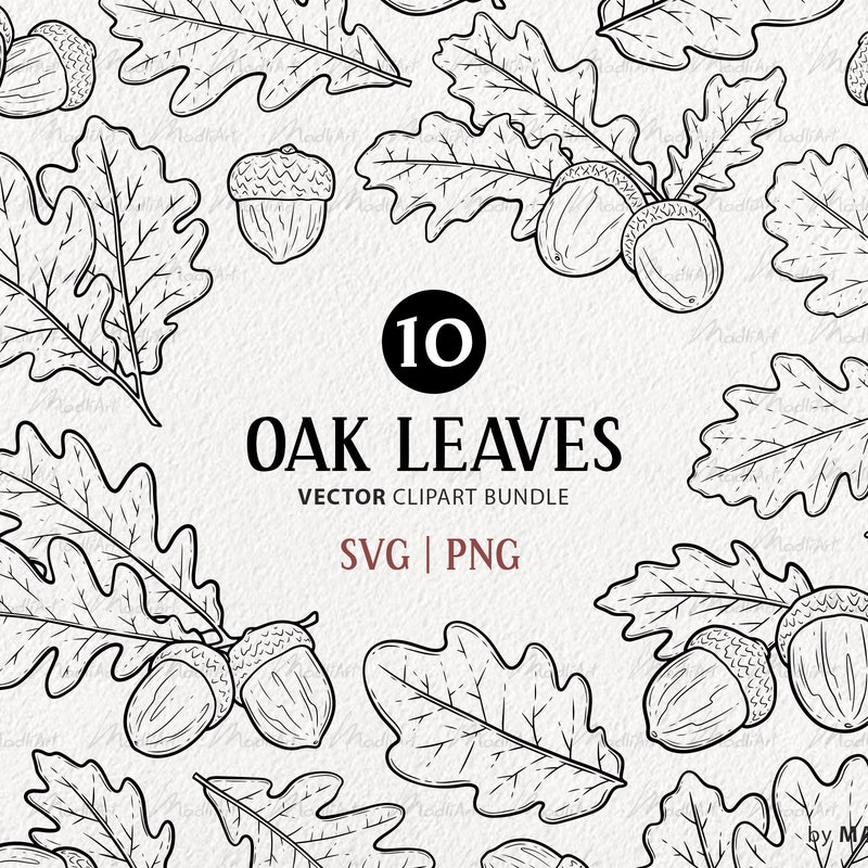 Oak Tree Clip Line Art - Etsy