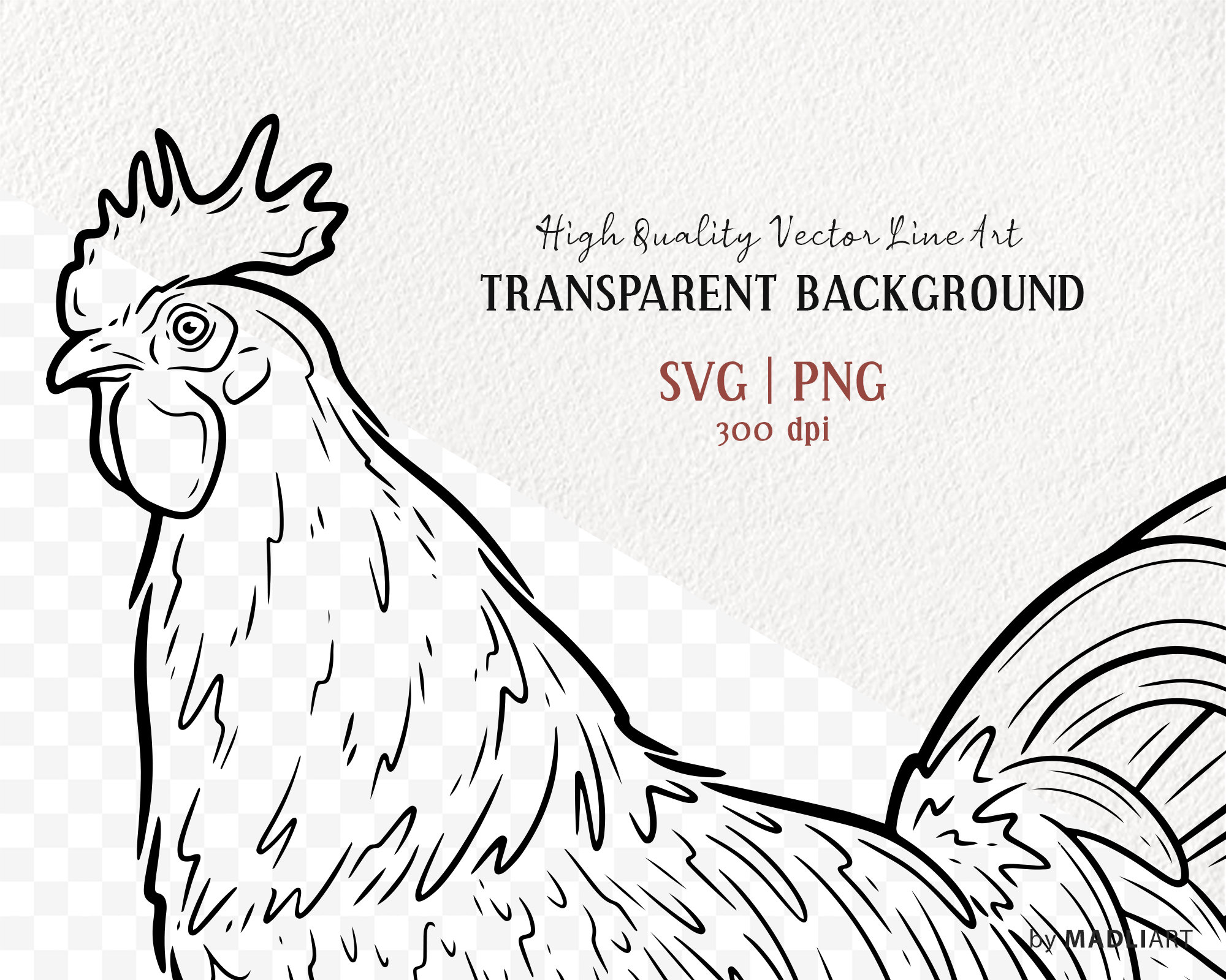 Rooster SVG Clipart. Chicken Vector Art. Farm Bird Outline - Etsy