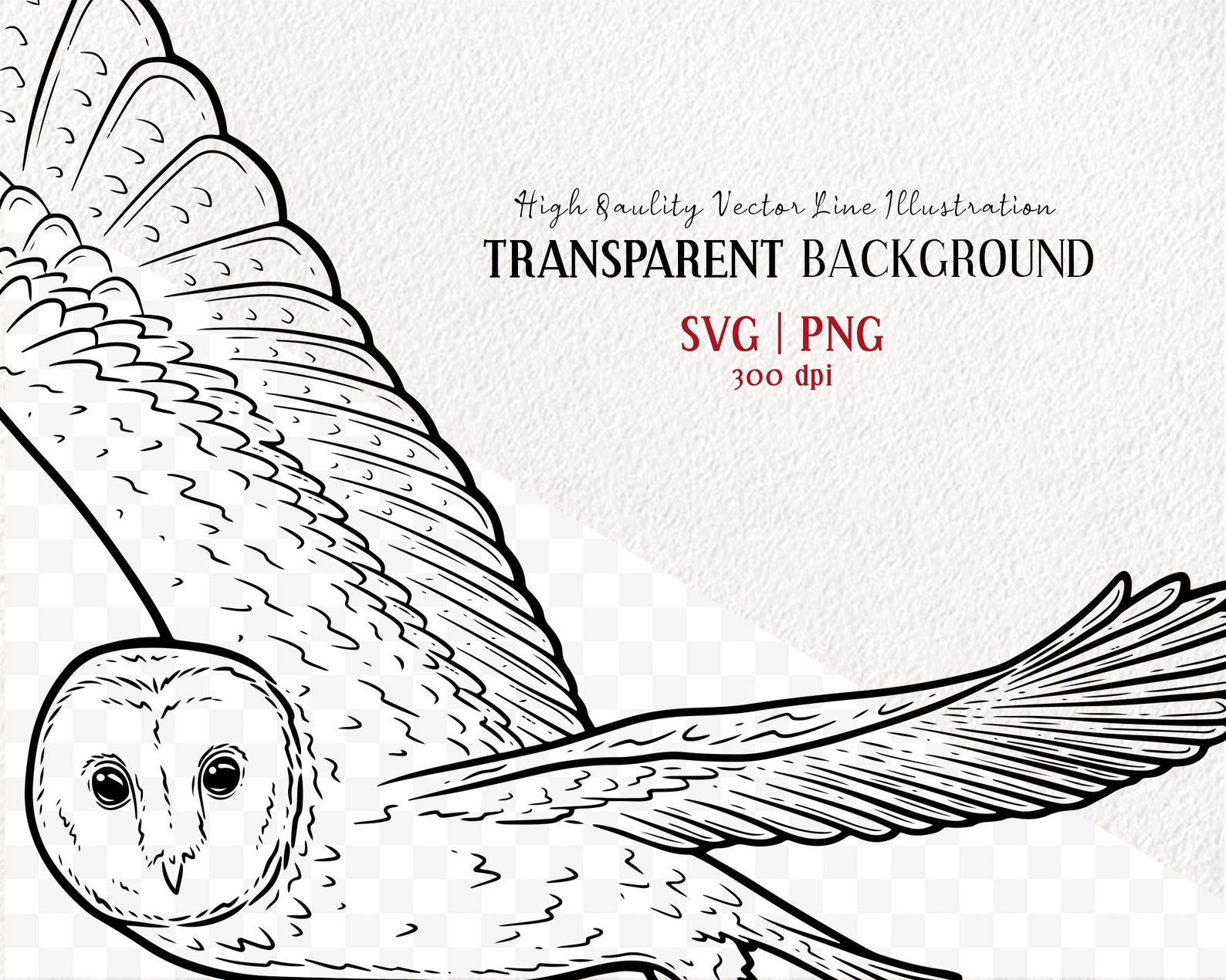 Barn Owl SVG Clipart. Snowy Owl Vector Artwork. Flying Bird Line ...