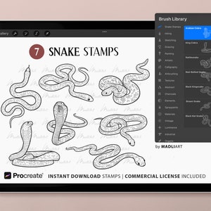 Snake Procreate Stamps. 7 Snake Procreate Brushes. Snake Tattoo Design ...