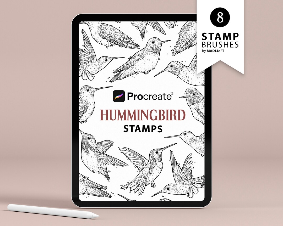 8 Procreate Hummingbird Stamps. Small Bird Tattoo Design. Birdy Line ...