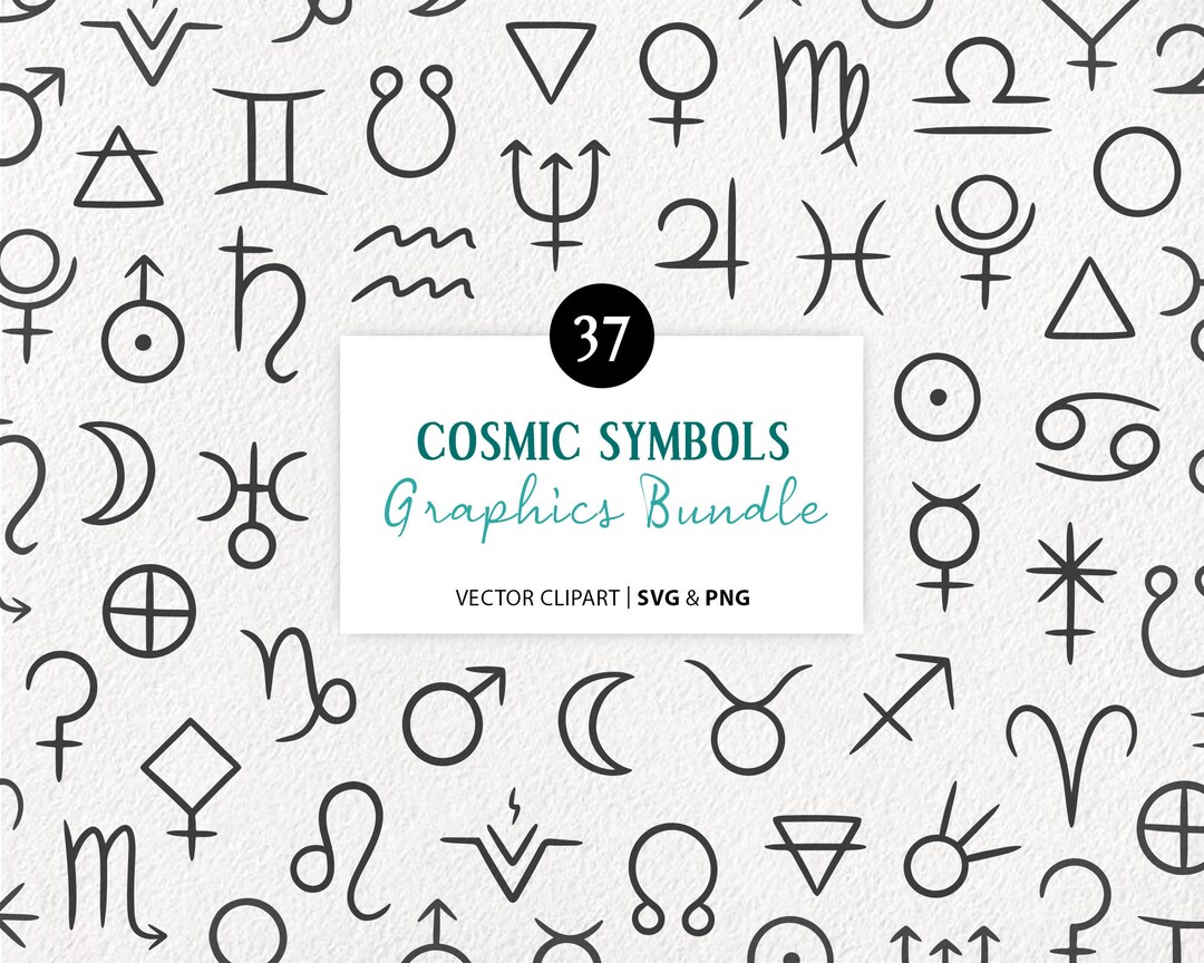 37 Cosmic Symbols Clipart. Zodiac Signs Vector Graphics. - Etsy