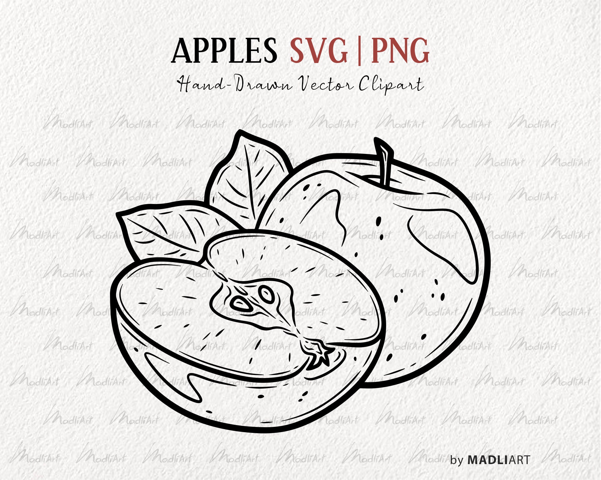 Apple SVG Clipart. Apple Vector Line Art. Autumn Apple Fruit Line ...