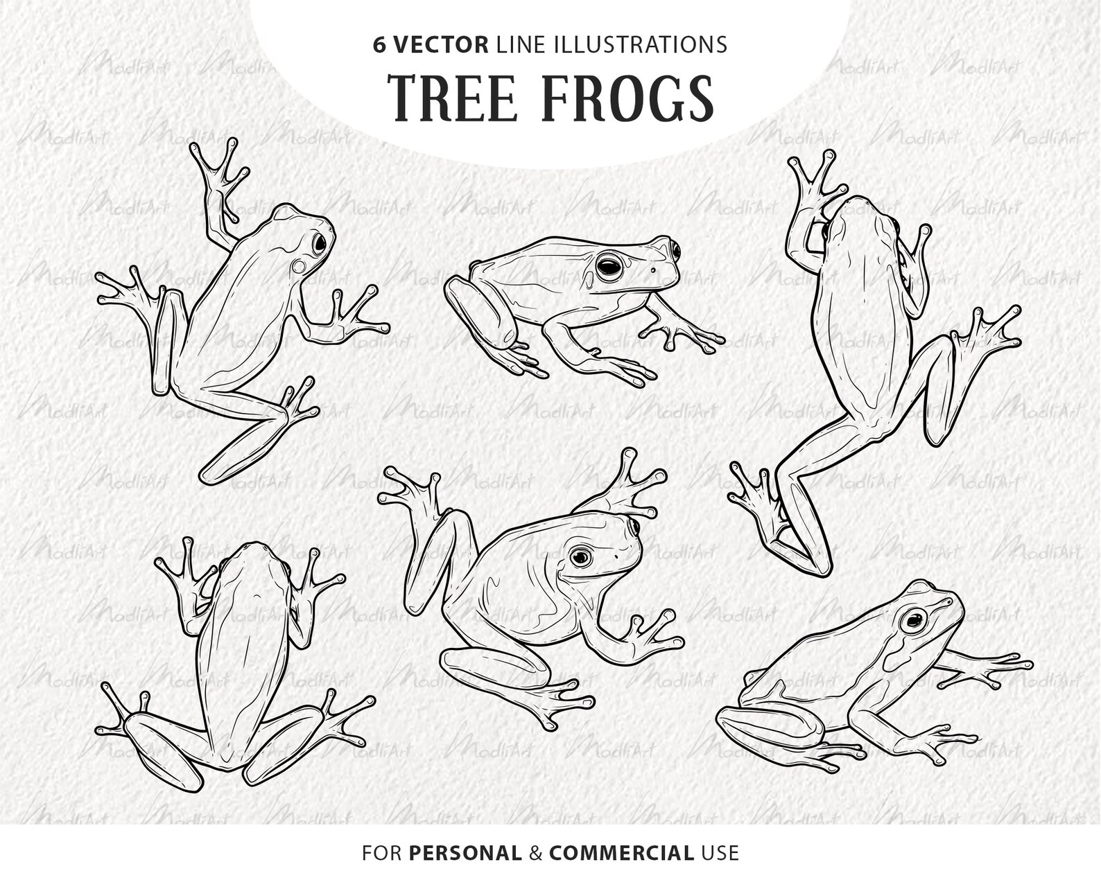 6 Tree Frogs SVG Clipart Bundle. Frog Vector Drawings. Green - Etsy UK