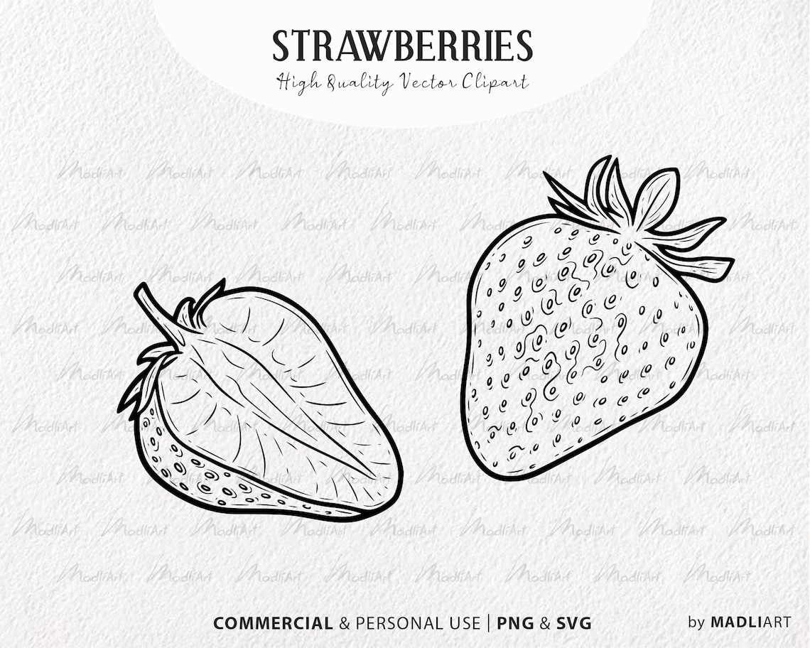 Strawberry SVG Clipart. Vector Strawberries Outline. - Etsy