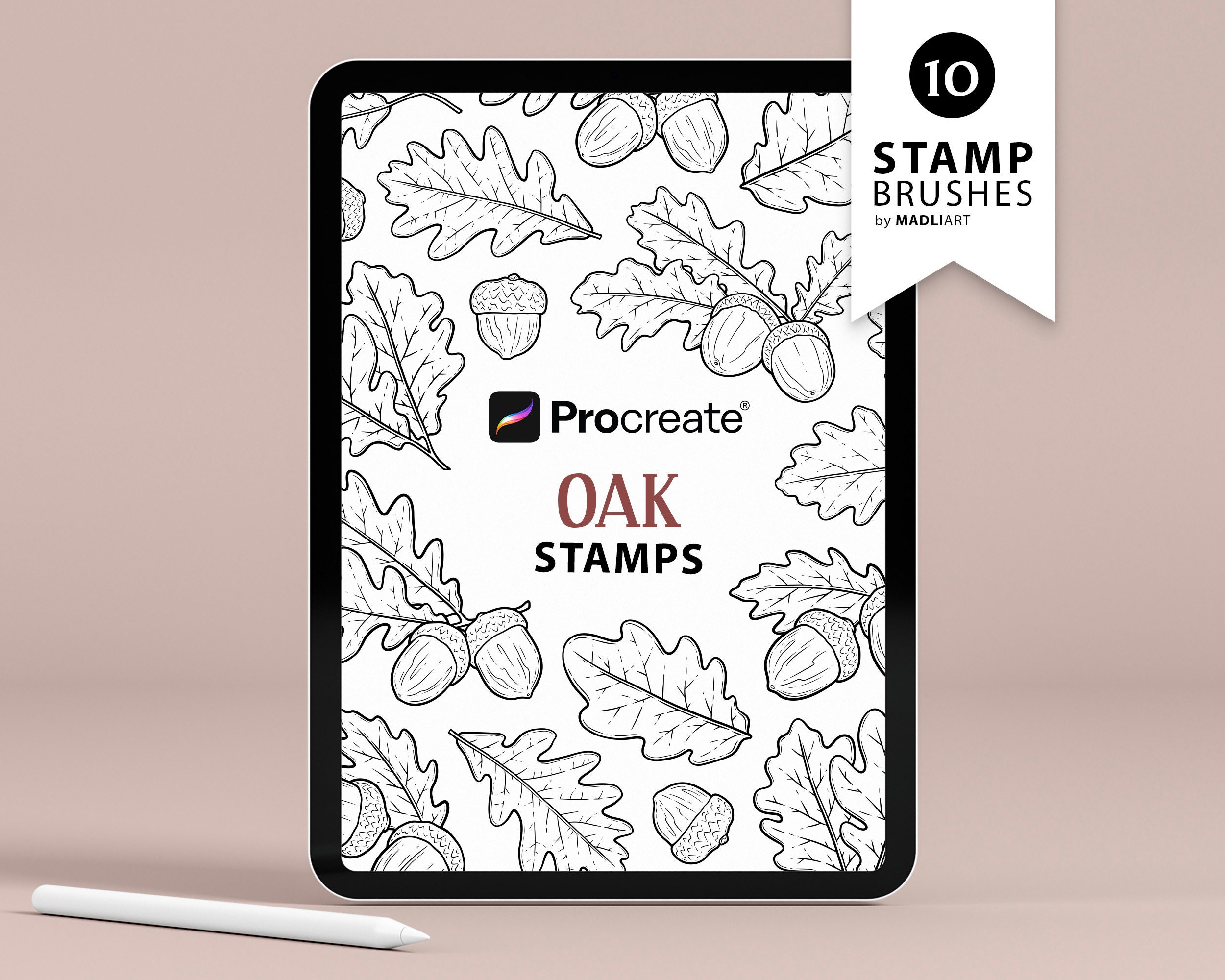 10 Oak Leaf Procreate Stamps. Oak Tattoo Design. Fall Leaves Art ...