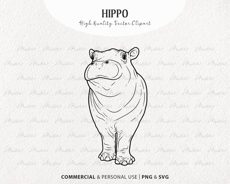 Baby Hippo SVG Clipart. Hippopotamus Vector Drawing. Hippo - Etsy