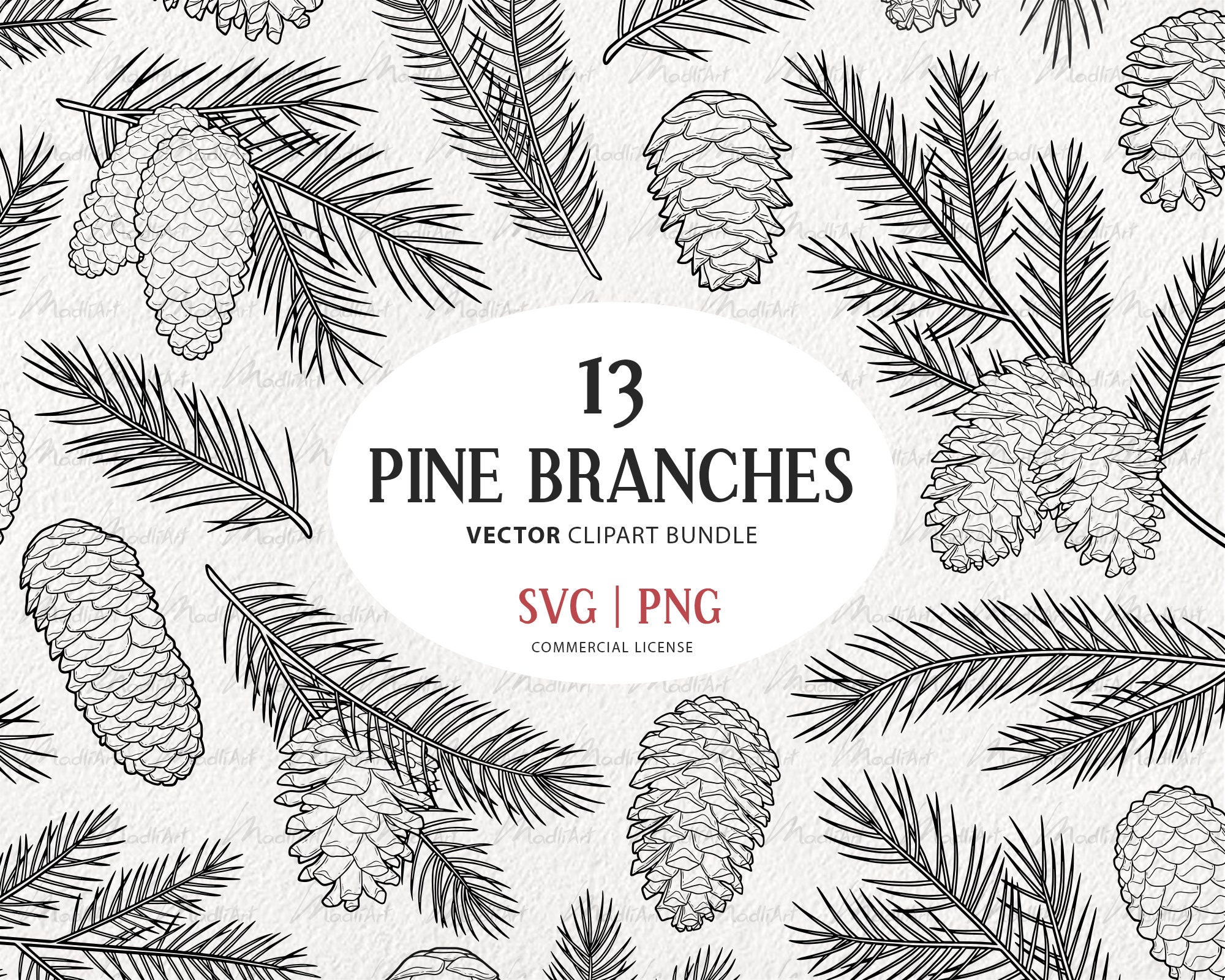 Pine Vector Clipart Bundle. Pine Cone SVG Art. Evergreen Tree - Etsy