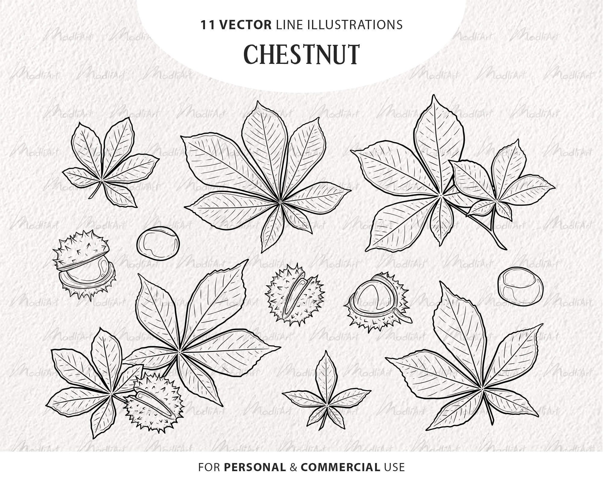 Chestnut Clipart Bundle. 11 Vector Autumn Elements. Fall - Etsy