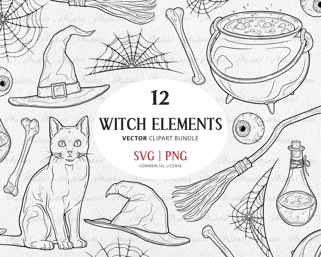 Witch SVG Bundle. Witchy Vector Clipart. 12 Hocus Pocus Line - Etsy UK