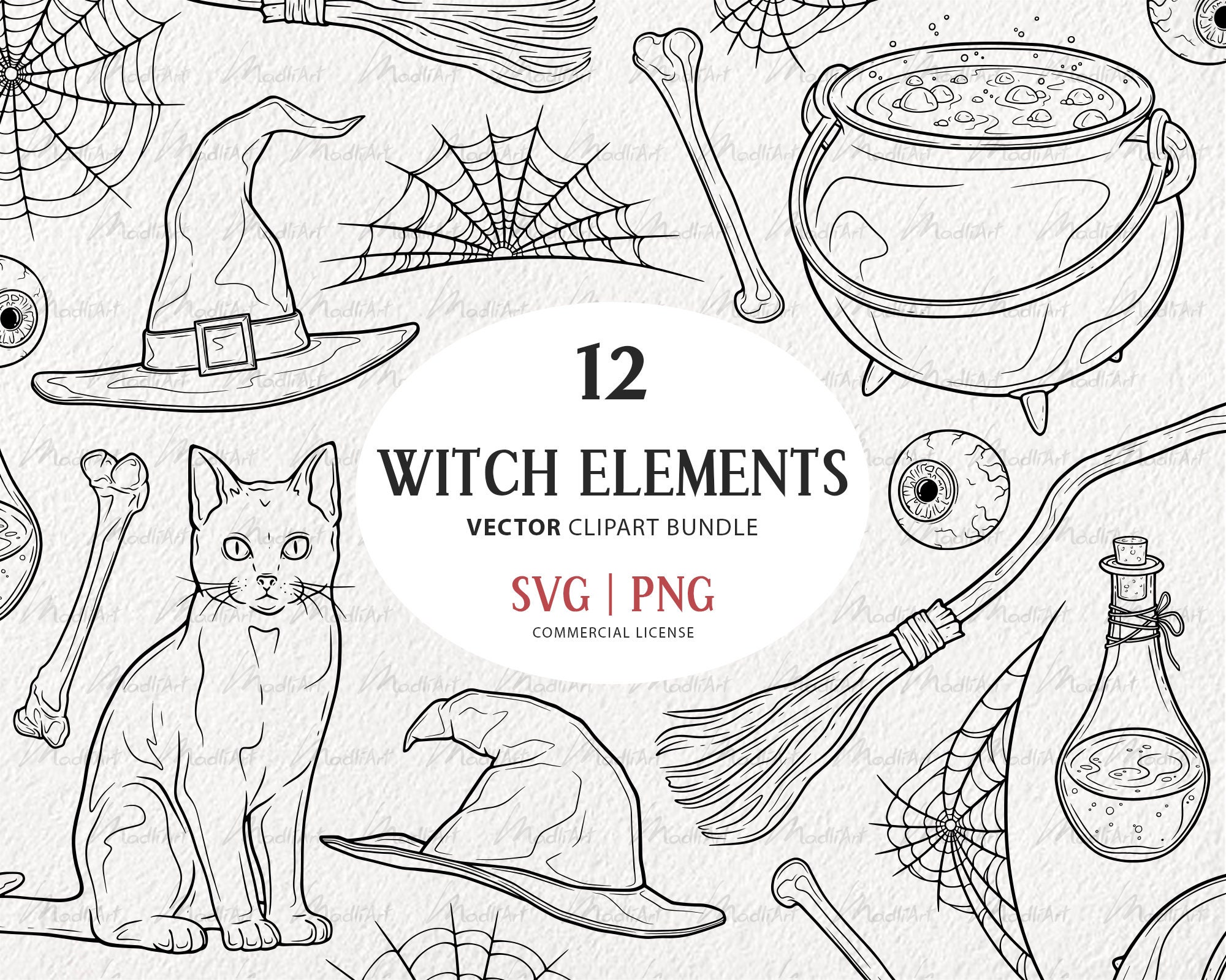 Witch SVG Bundle. Witchy Vector Clipart. 12 Hocus Pocus Line - Etsy UK
