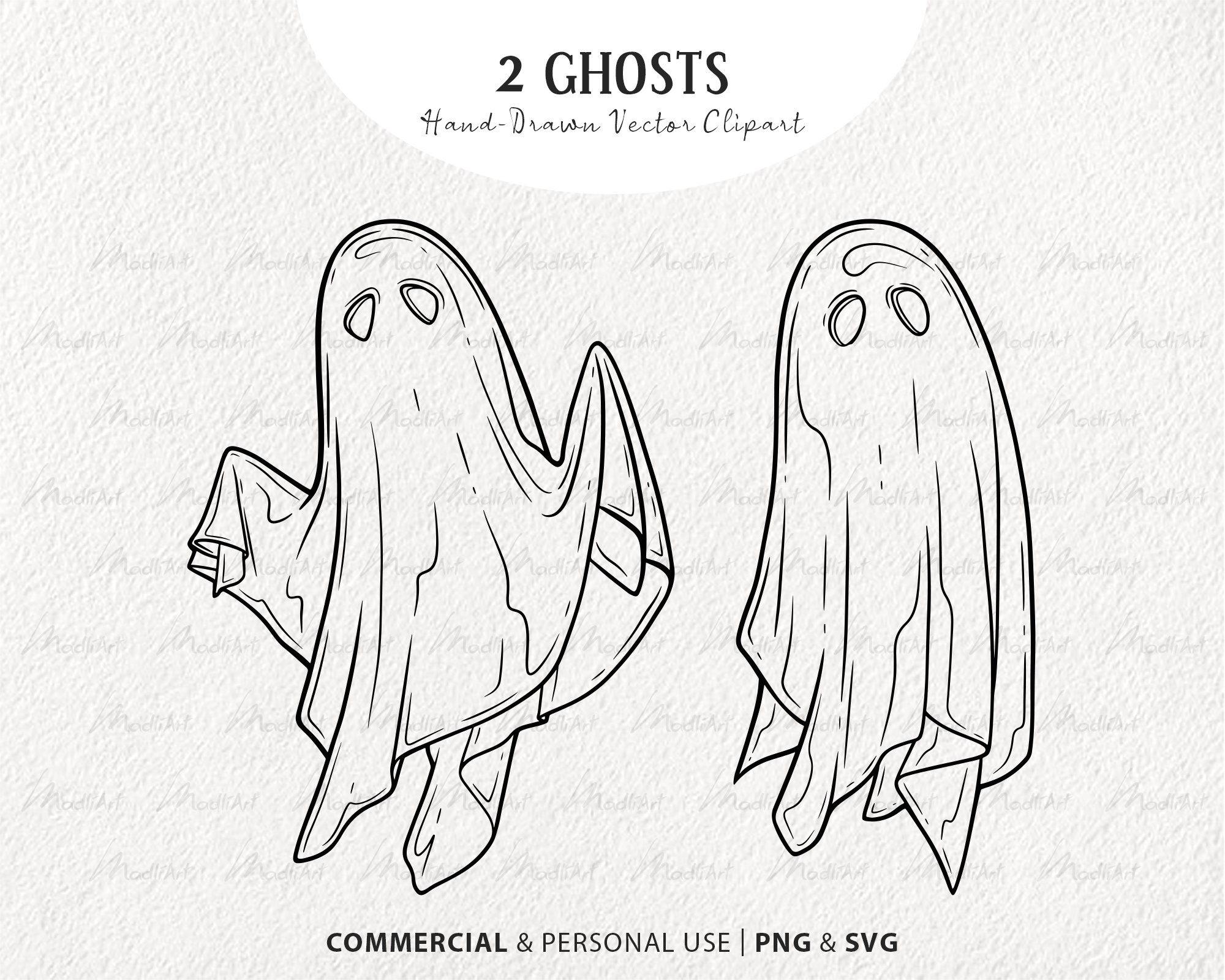 Cute Ghosts SVG Clipart Bundle. 2 Spooky Halloween Vector - Etsy