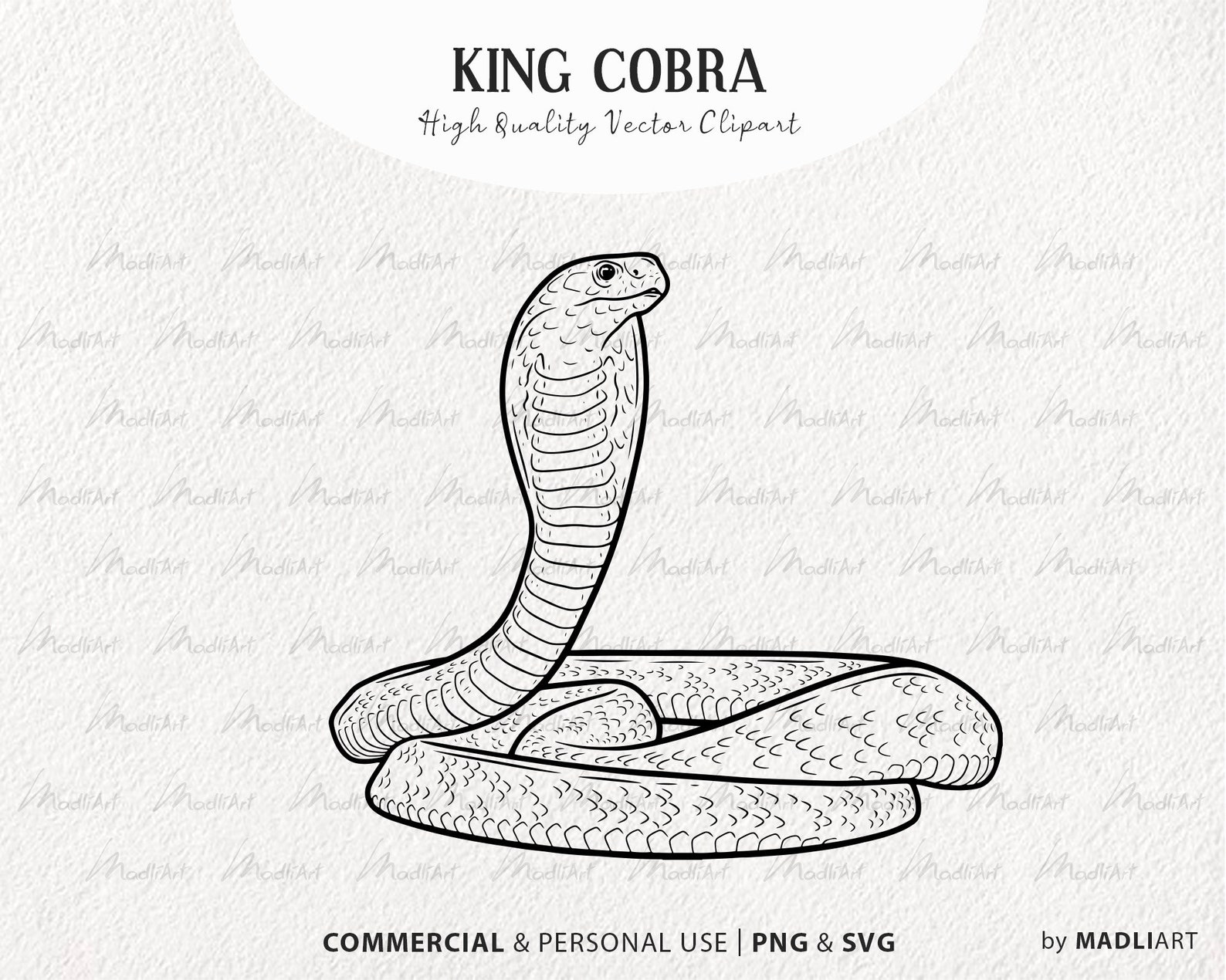 King Cobra SVG Clipart. Snake Vector Drawing. Cobra Tattoo Design ...