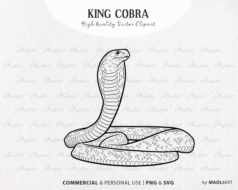King Cobra SVG Clipart. Snake Vector Drawing. Cobra Tattoo Design ...