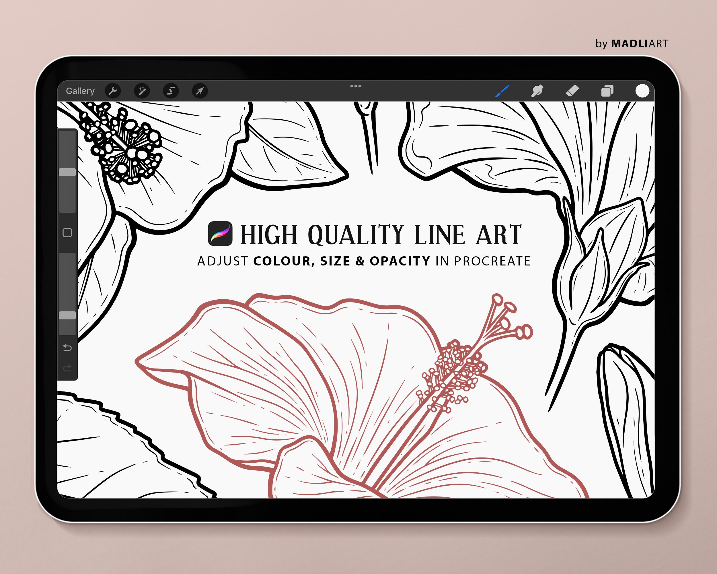 8 Procreate Hibiscus Flower Stamps. Tropical Floral Tattoo - Etsy