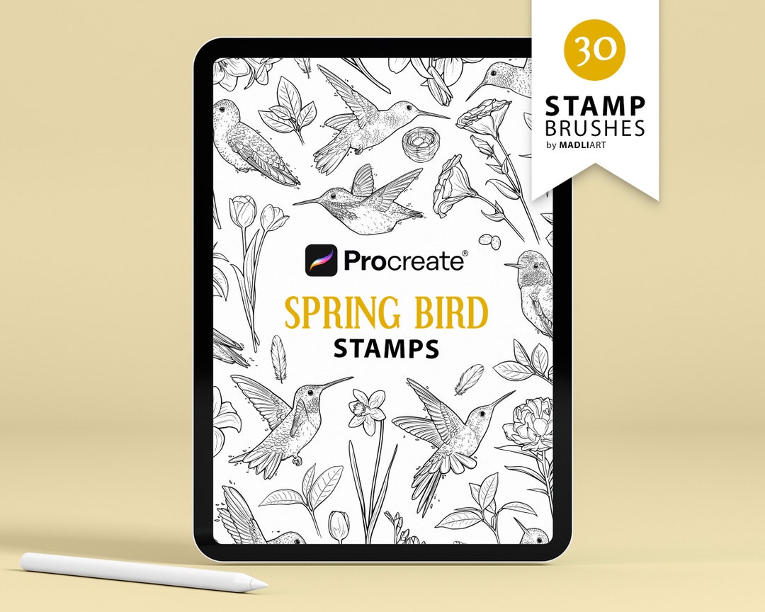 30 Procreate Spring Hummingbird Stamps. Spring Floral Tattoo Design ...