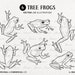 6 Tree Frogs SVG Clipart Bundle. Frog Vector Drawings. Green, White and ...