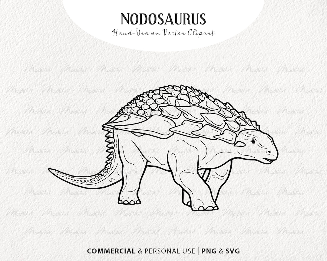 Nodosaurus Dinosaur SVG Clipart. Flying Dinosaur Vector Line Art ...