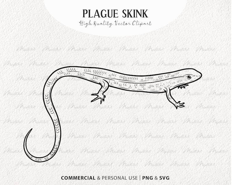 Plague Skink SVG Clipart. Snake Like Lizard Vector Drawing. Blue Tongue ...
