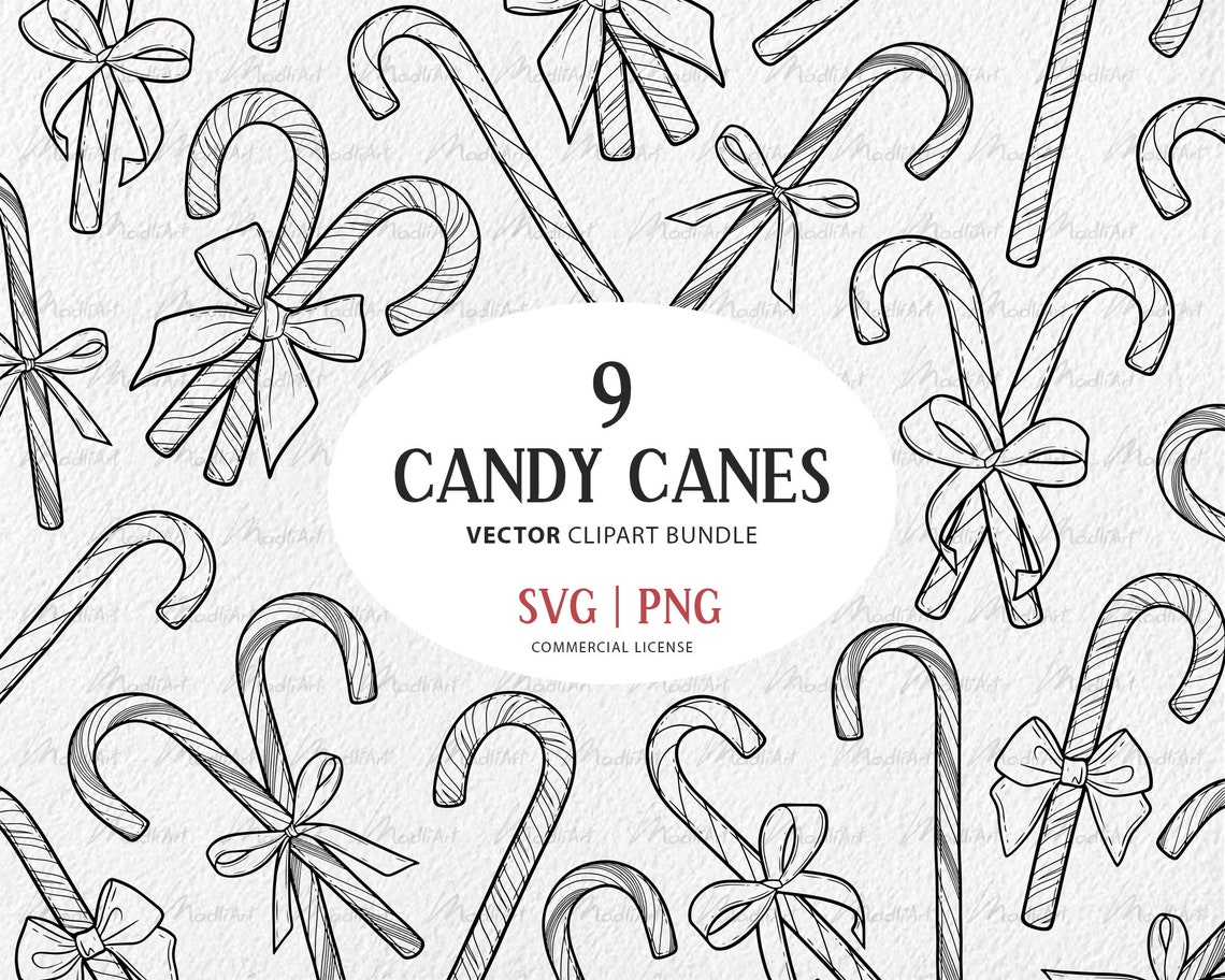Candy Cane SVG Clipart Set. 9 Vector Christmas Candies. Winter - Etsy