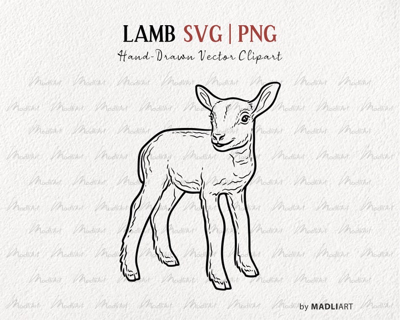 Lamb SVG Clipart Bundle. Baby Sheep Vector Line Art. Farm Animal ...