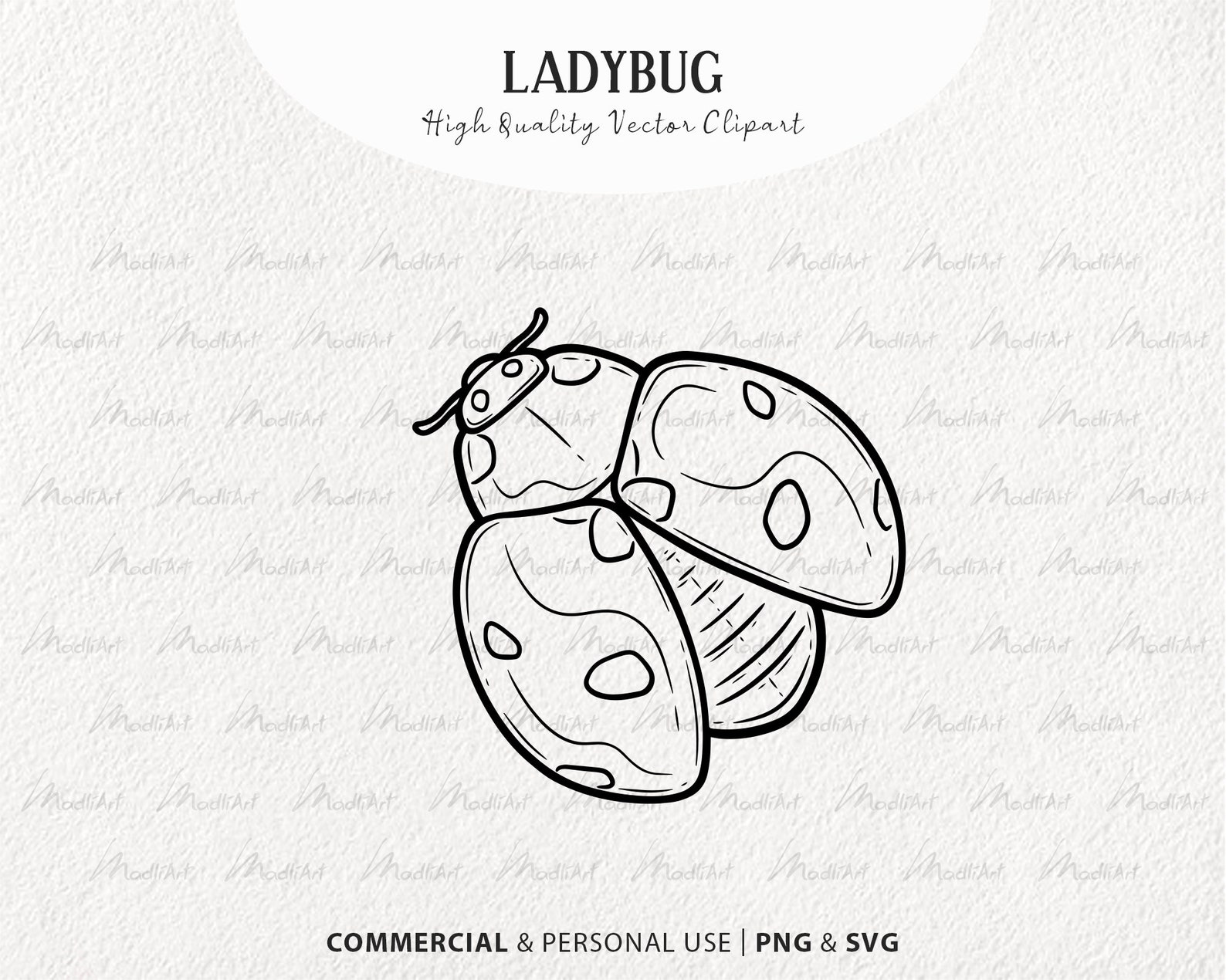 Ladybug Vector Clipart. Lady Bug SVG Stamp. Cute Love Bug Outline ...