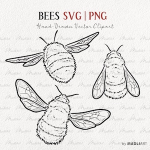 Bee SVG Clipart Set. Bumblebee Svg Outline Stamps. Honey Bee Vector ...