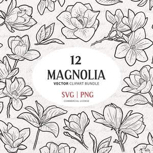12 Magnolia Flower SVG Bundle. Magnolia Blossom Clipart Set. - Etsy
