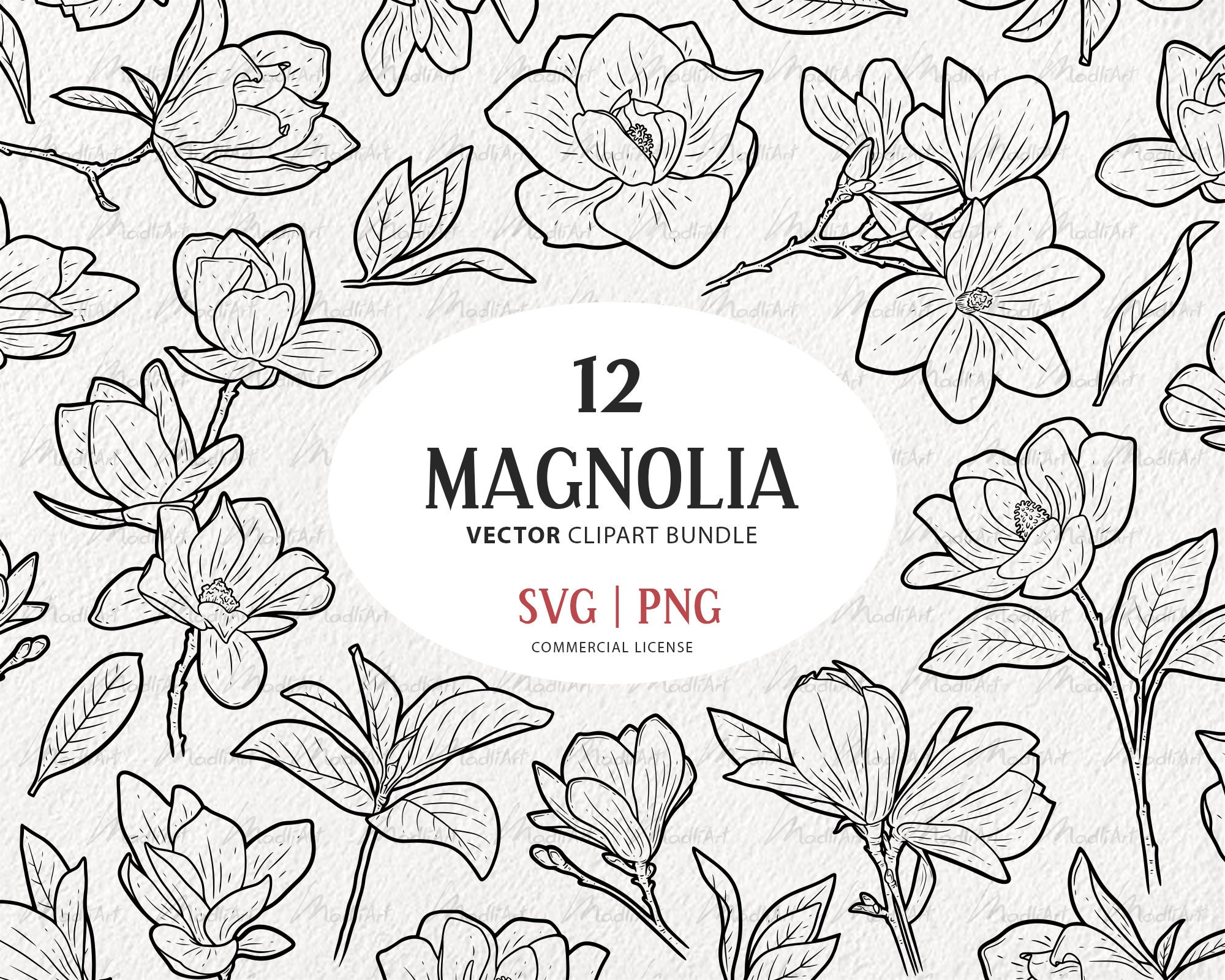12 Magnolia Flower SVG Bundle. Magnolia Blossom Clipart Set. - Etsy