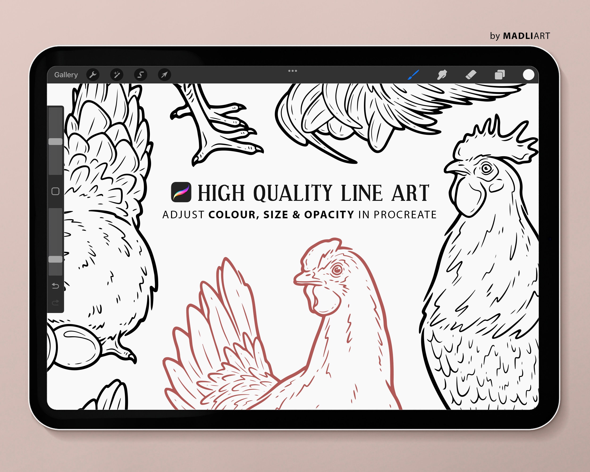 10 Chicken Procreate Stamps. Hen Rooster Tattoo Design. Baby - Etsy