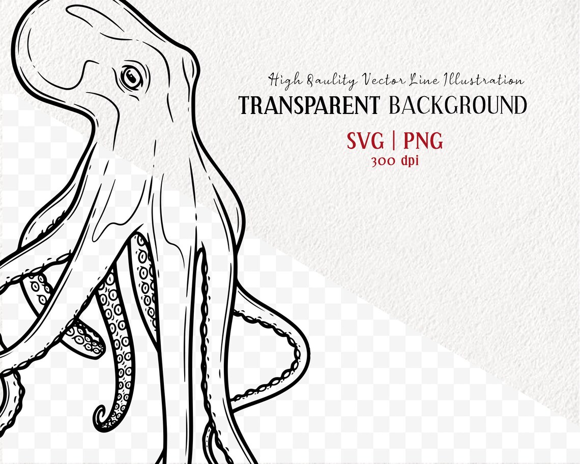 Octopus SVG Clipart. Kraken Vector Line Art. Octopus - Etsy