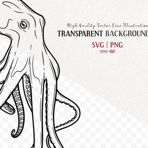 Octopus SVG Clipart. Kraken Vector Line Art. Octopus Vector Tentacles ...