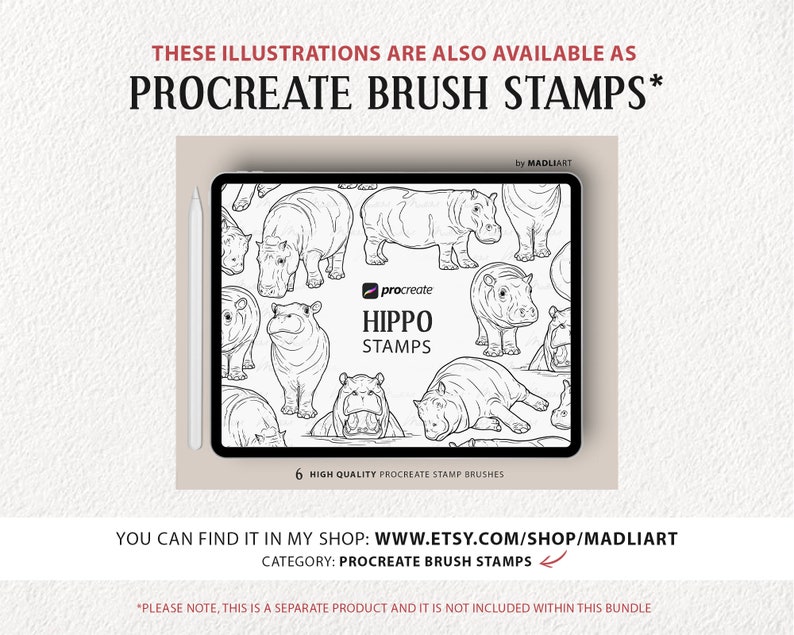 6 Hippos SVG Clipart Bundle. Hippopotamus Vector Drawings. - Etsy