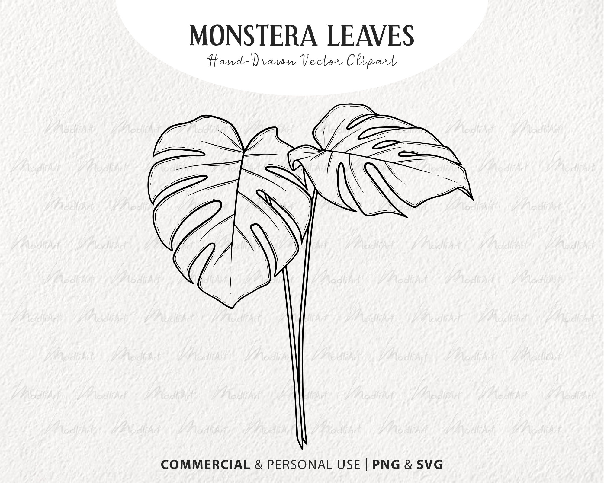 Monstera Leaf SVG Clipart. Tropical Leaf Line Art. Botanical - Etsy