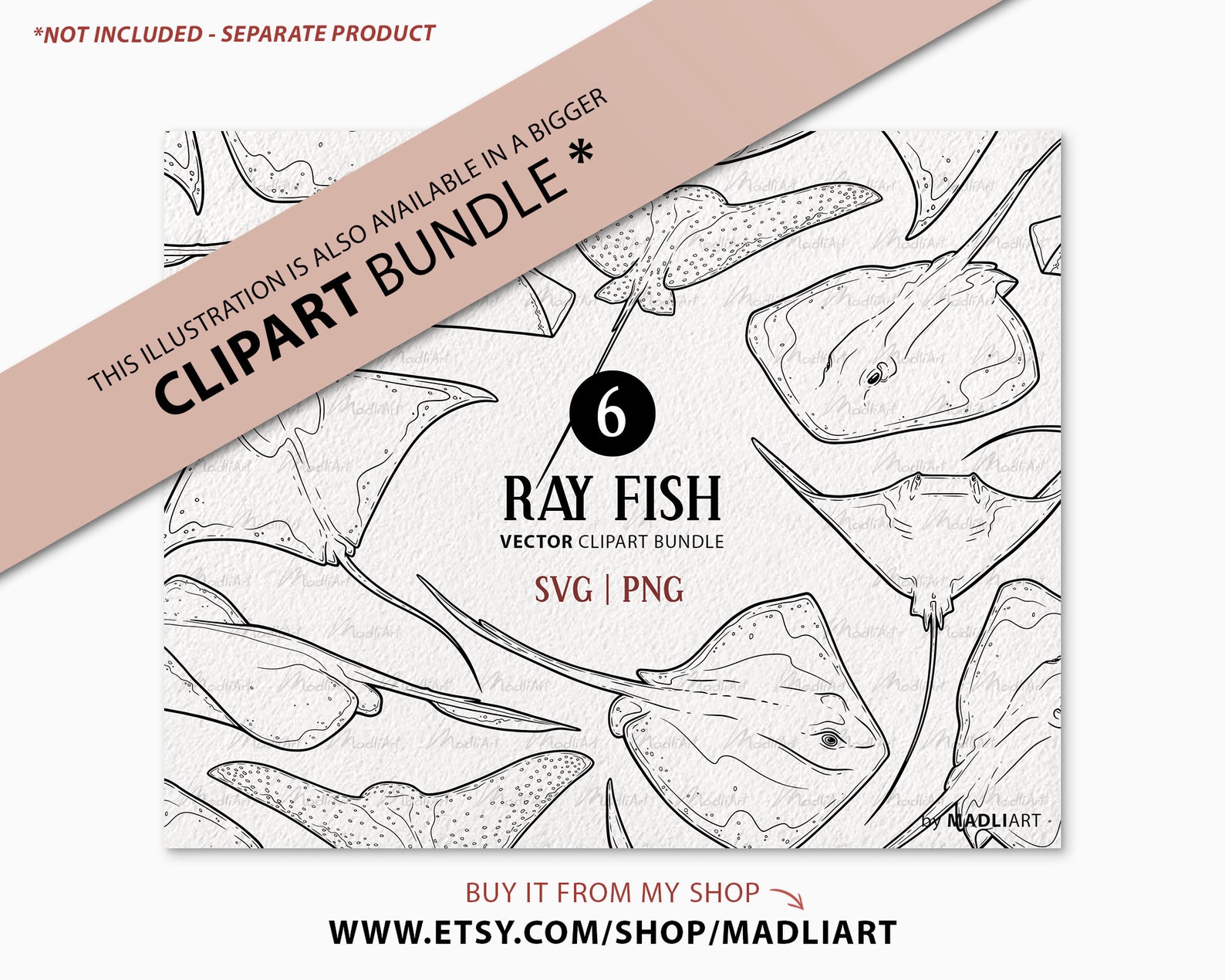 Southern Stingray SVG Clipart. Ray Fish Svg Illustration. Stingray ...