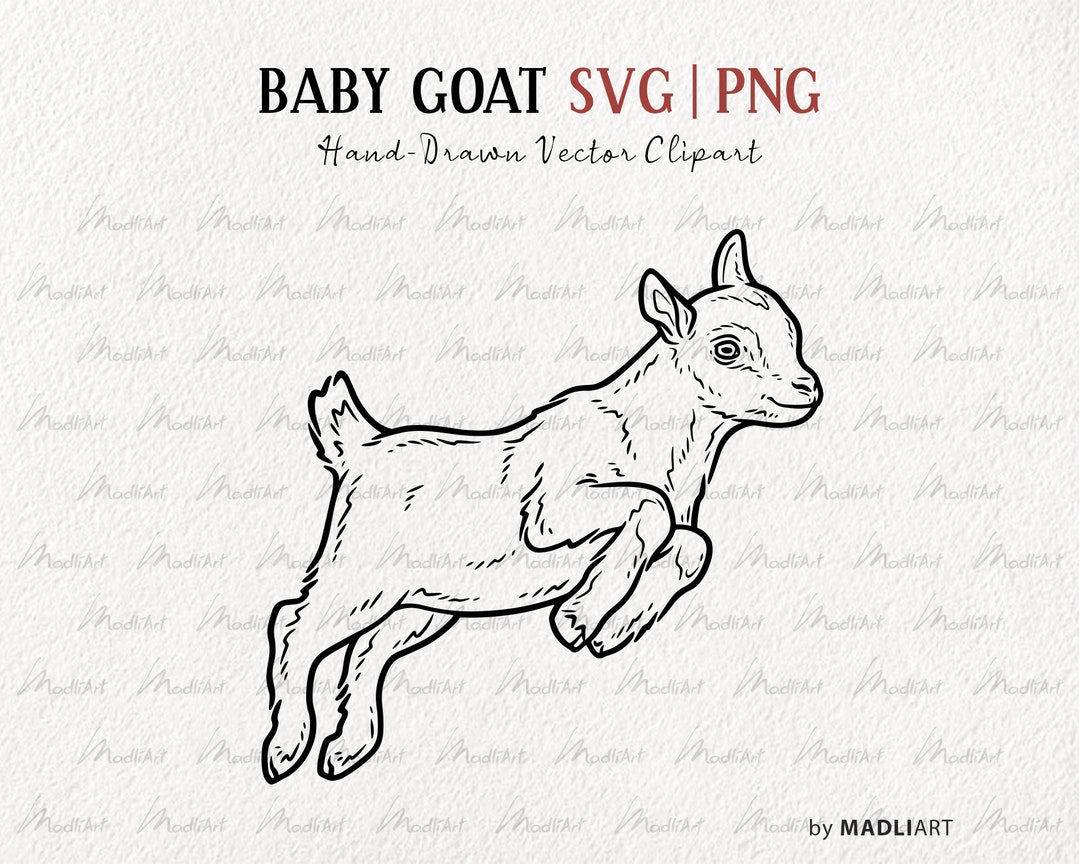 Baby Goat SVG Clipart. Jumping Goat Vector Line Art. Farm Animal ...