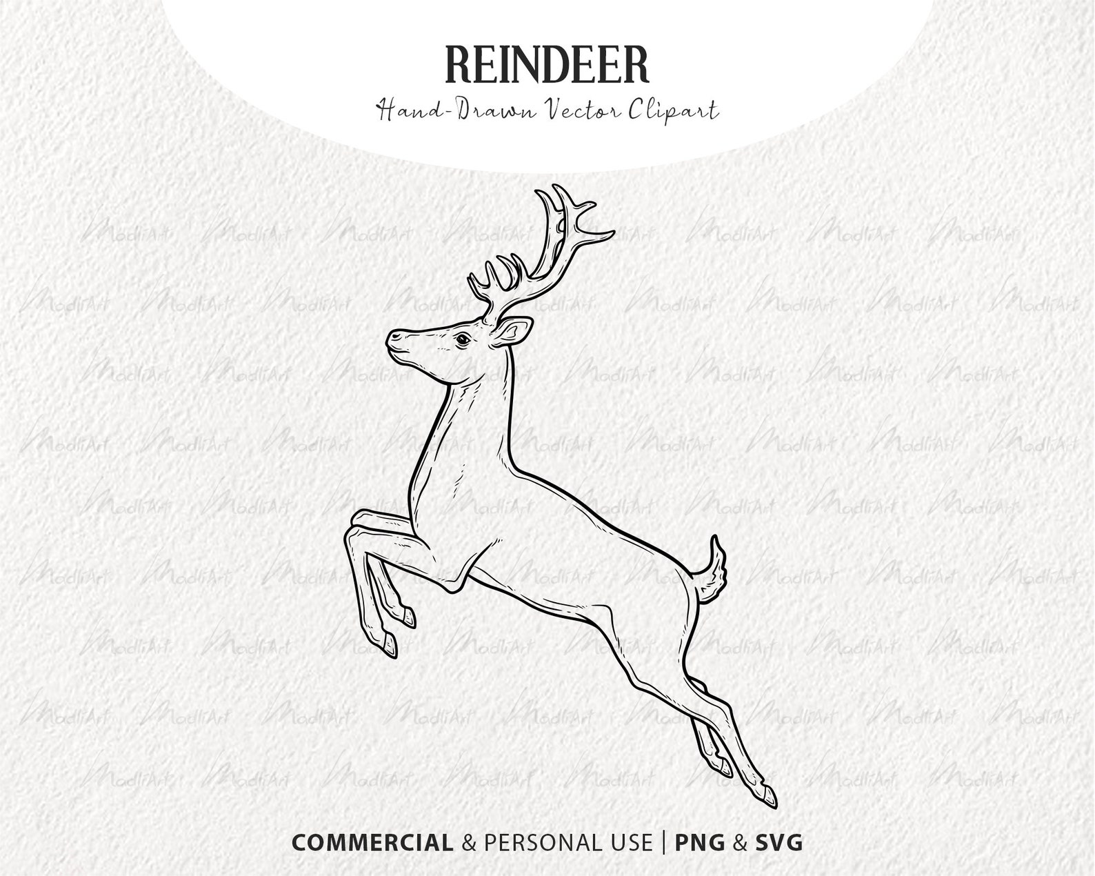 Reindeer SVG Clipart. Running Rudolph Outline. Christmas Deer - Etsy