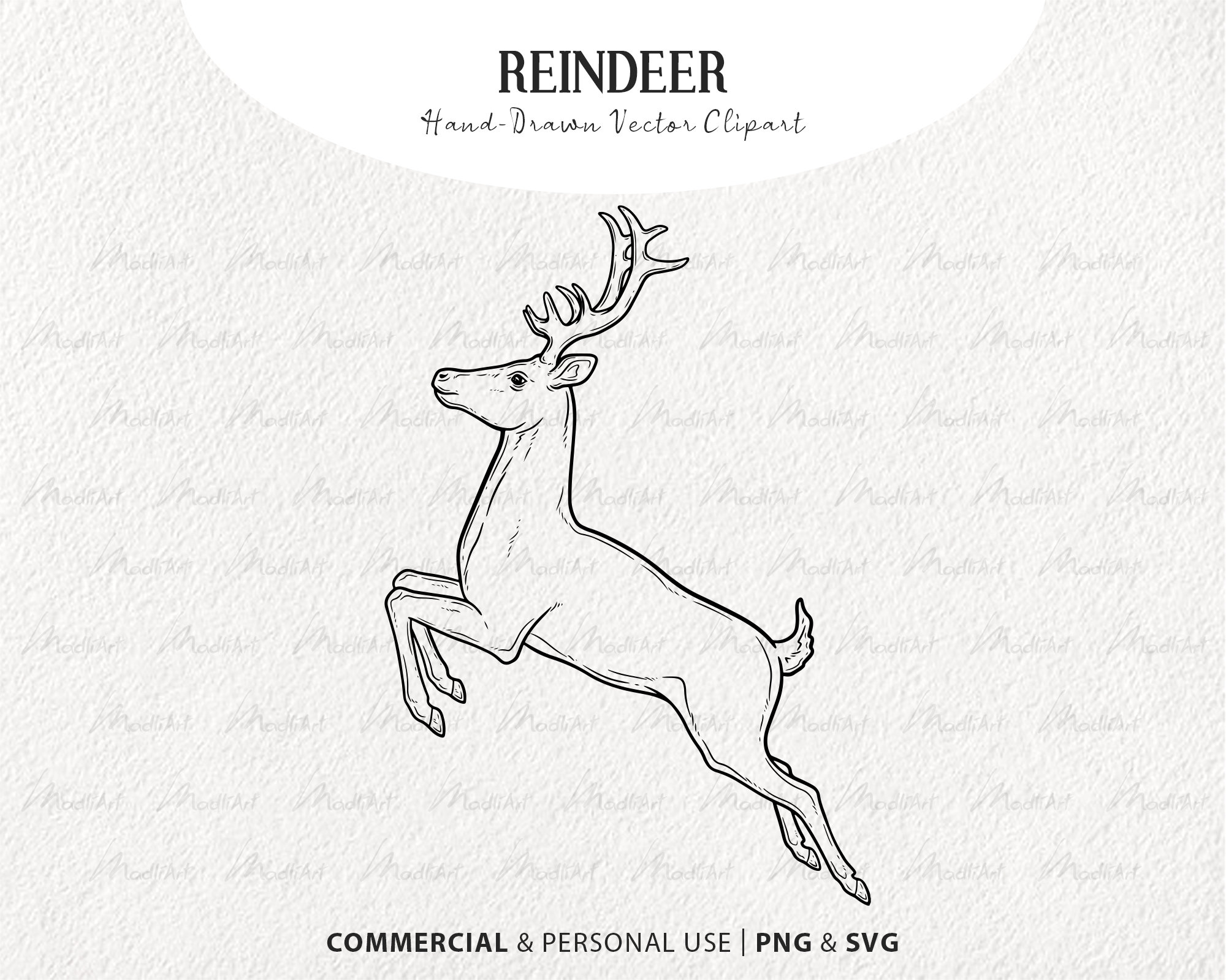 Reindeer SVG Clipart. Running Rudolph Outline. Christmas Deer - Etsy