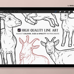 8 Goat Procreate Stamps. Goat Tattoo Design. Farm Animal Stamp Brushes ...