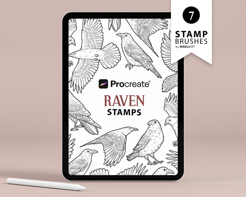 7 Procreate Raven Stamps. Crow Tattoo Design. Raven Clipart - Etsy