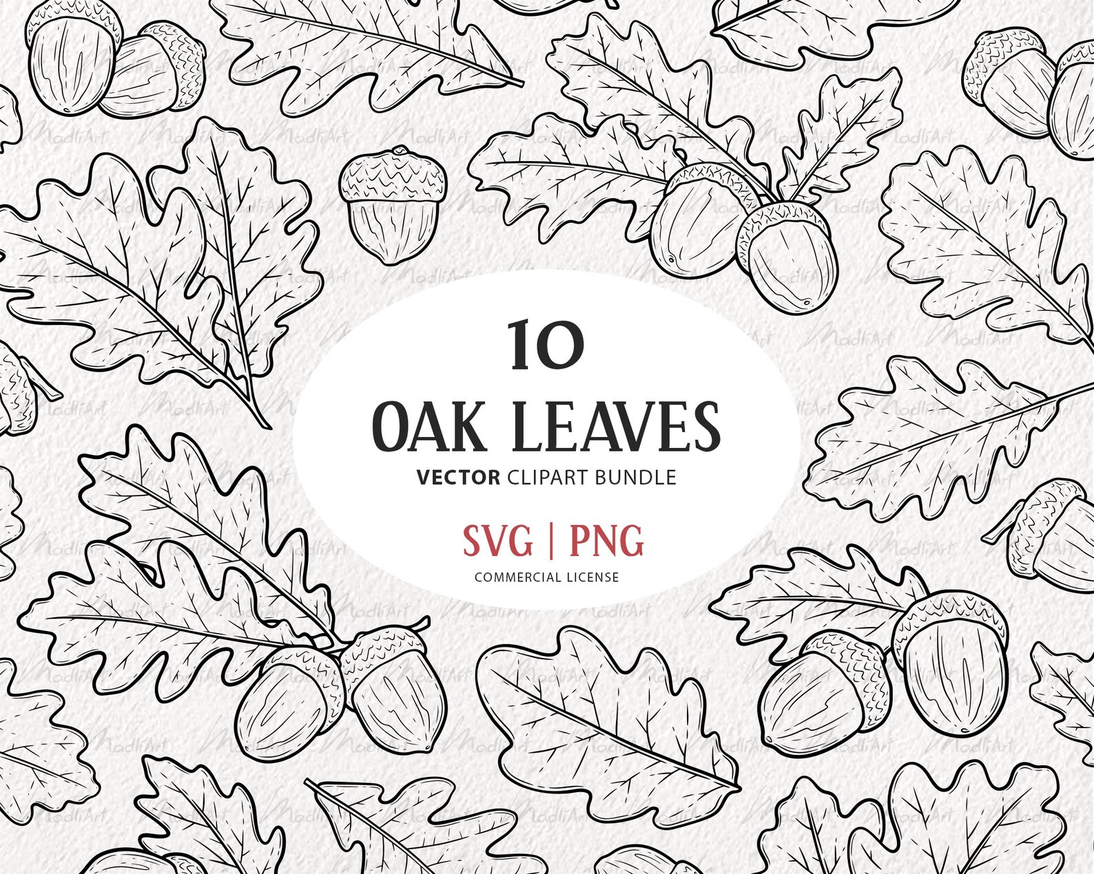 Oak Leaves Clipart Bundle. 10 Vector Botanical Elements. Fall - Etsy