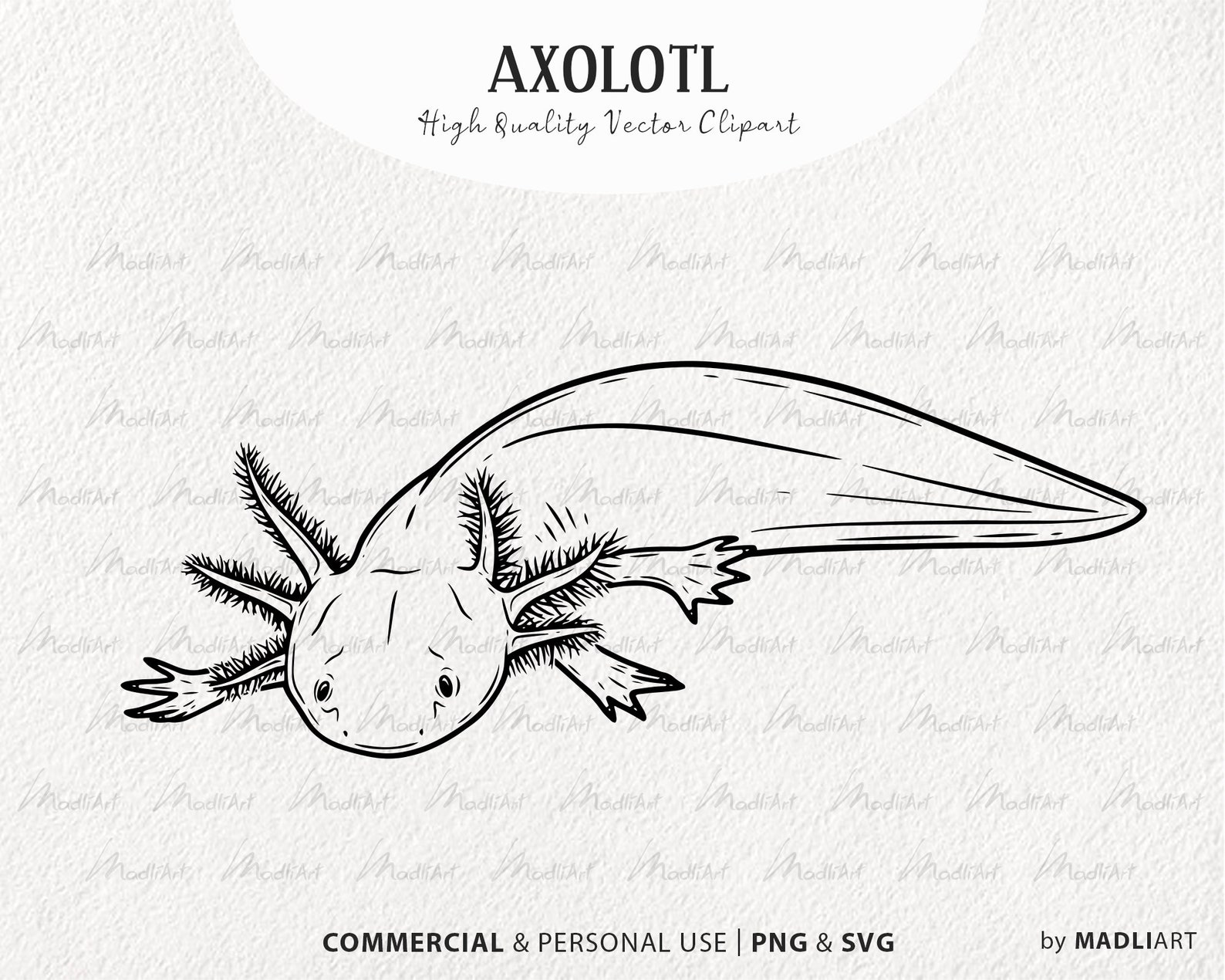 Axolotl SVG Clipart. Salamander Svg Art. Axolotl Vector Line Tattoo ...