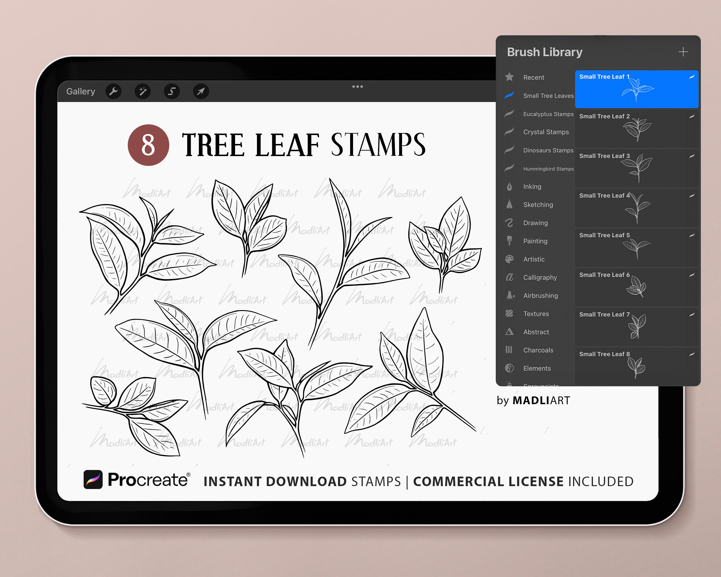 8 Procreate Leaf Stamps. Tree Leaves Tattoo Design. Botanical - Etsy
