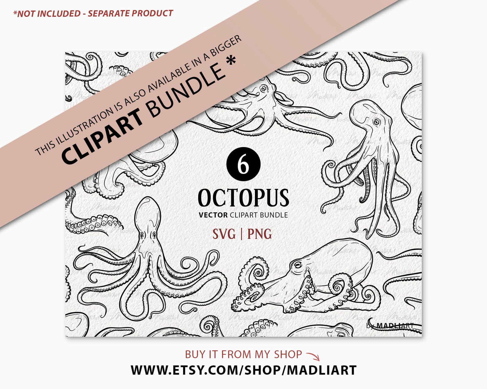 Octopus SVG Clipart. Kraken Vector Line Art. Octopus Vector Tentacles ...