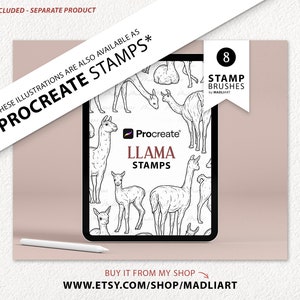 Llama SVG Clipart Bundle. Alpaca SVG Line Drawing. Llama Vector Drawing ...