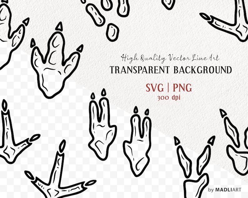 5 Dinosaur Footprints SVG Clipart Bundle. T-rex, Triceratops ...