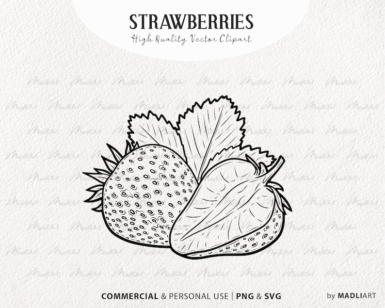Strawberry SVG Clipart. Vector Strawberry Plant Outline. Strawberries ...