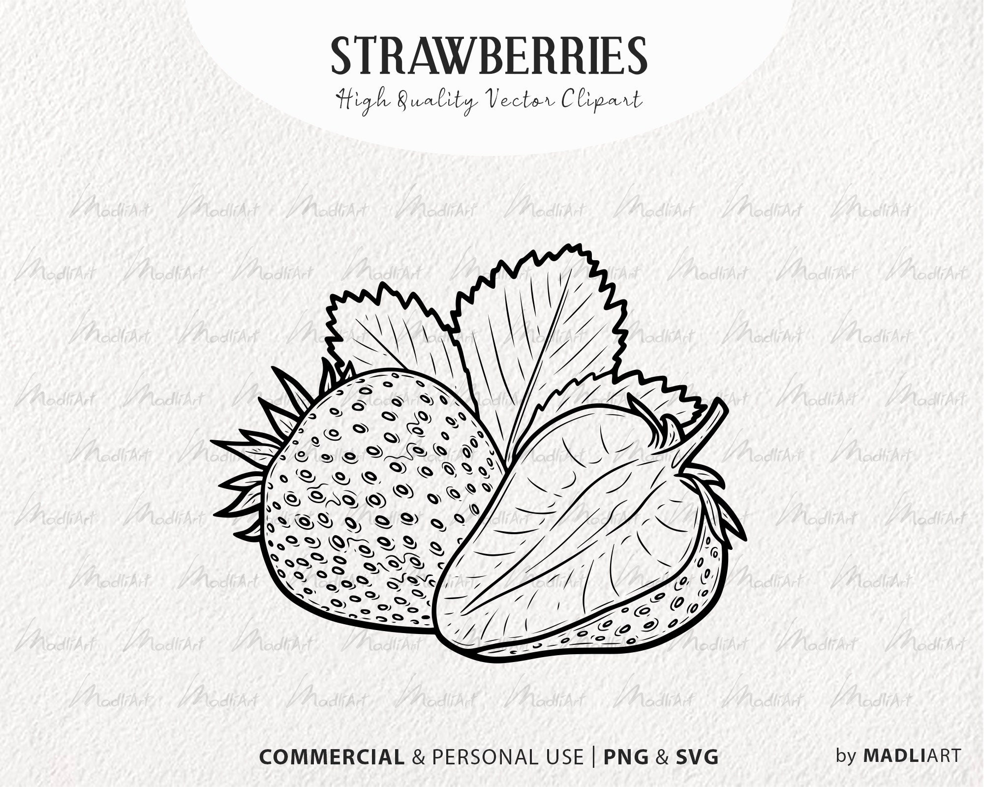 Strawberry SVG Clipart. Vector Strawberry Plant Outline. Strawberries ...